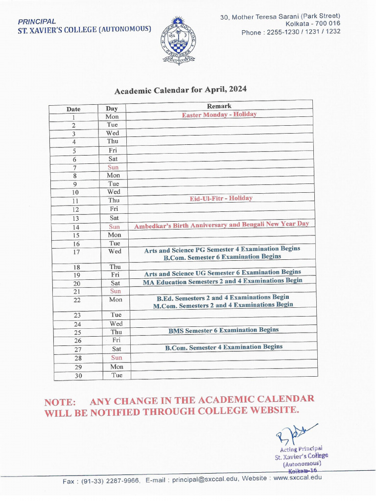 Academic Calendar Feb To July, 2024-3 | PDF