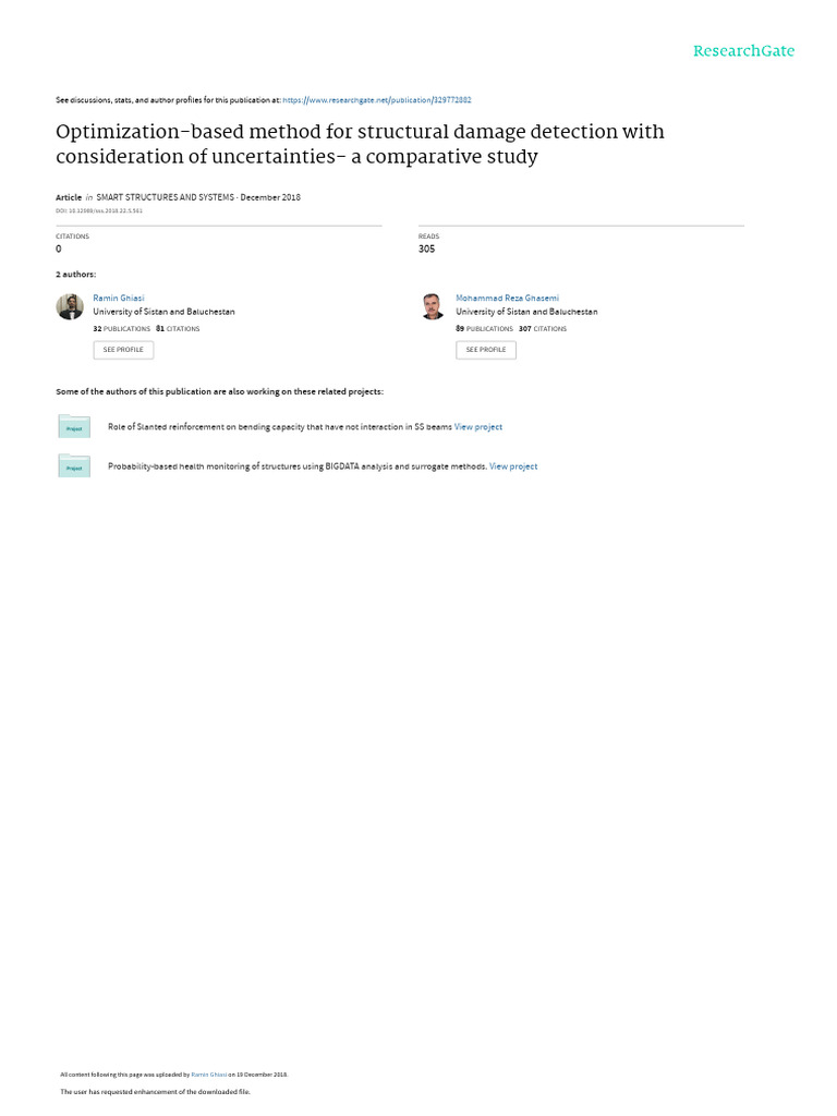 (2018) Optimization-Based Method For Structural Damage Detection With Consideration of ...