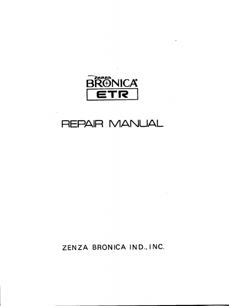 Bronica ETR Body Repair Manual | PDF
