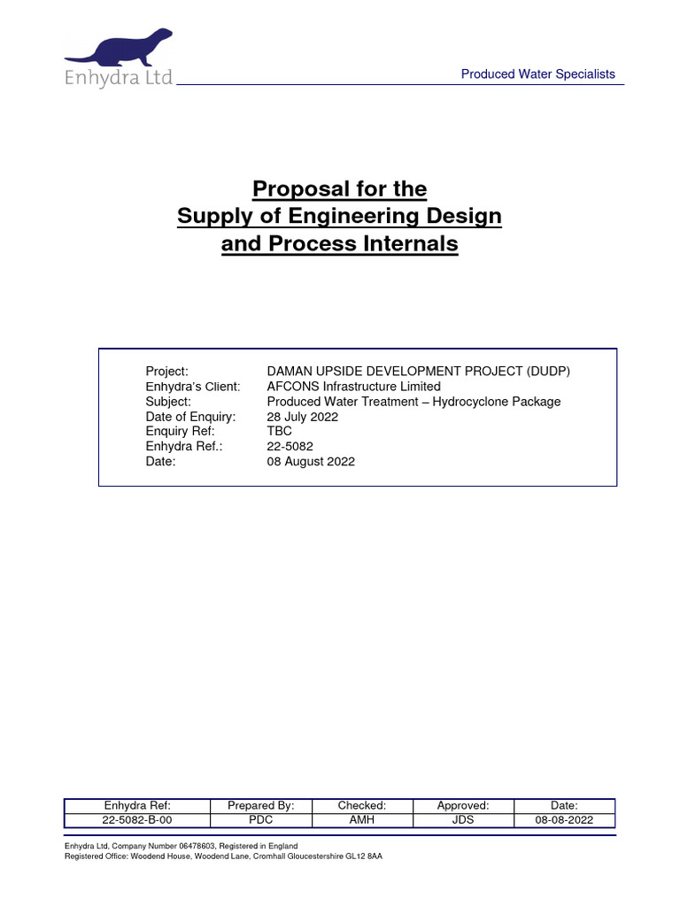 Proposal For The Supply of Engineering Design and Process Internals | PDF | Indemnity | Pump