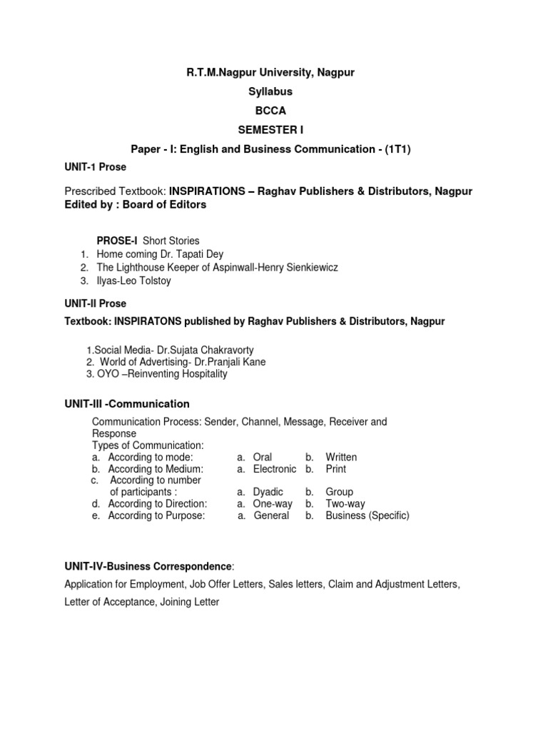 BCCA Revised Syllabus 210920 | PDF | Linguistics | Human Communication
