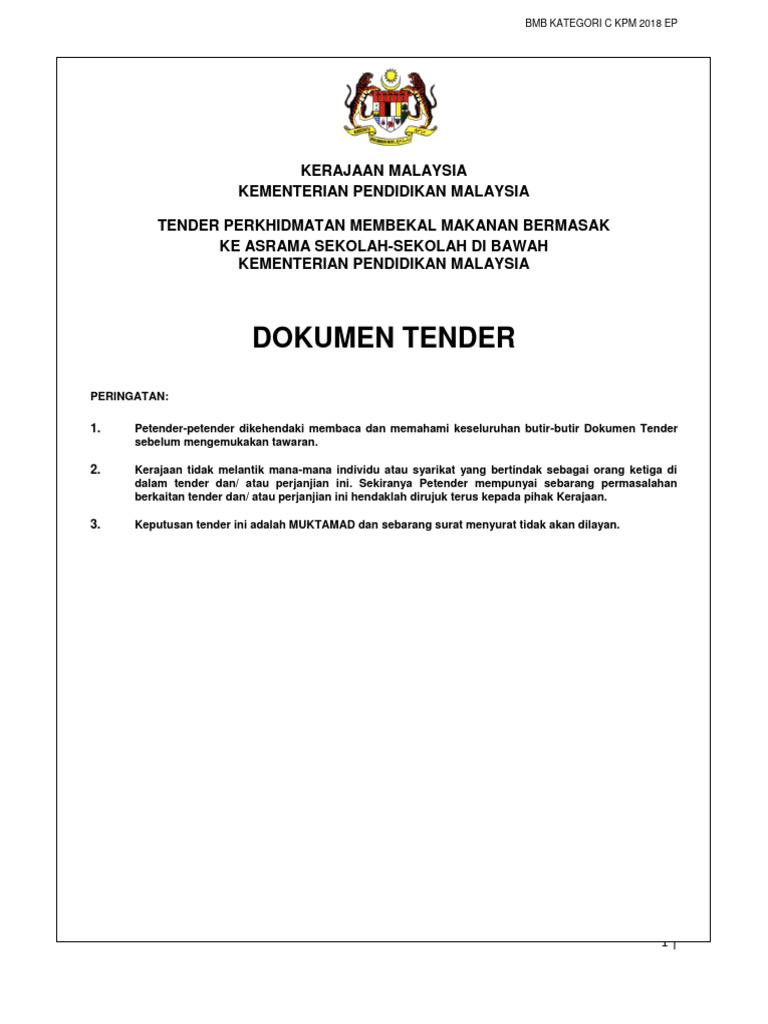 10 9 Dokumen Tender Perkhidmatan BMB Kategori C | PDF