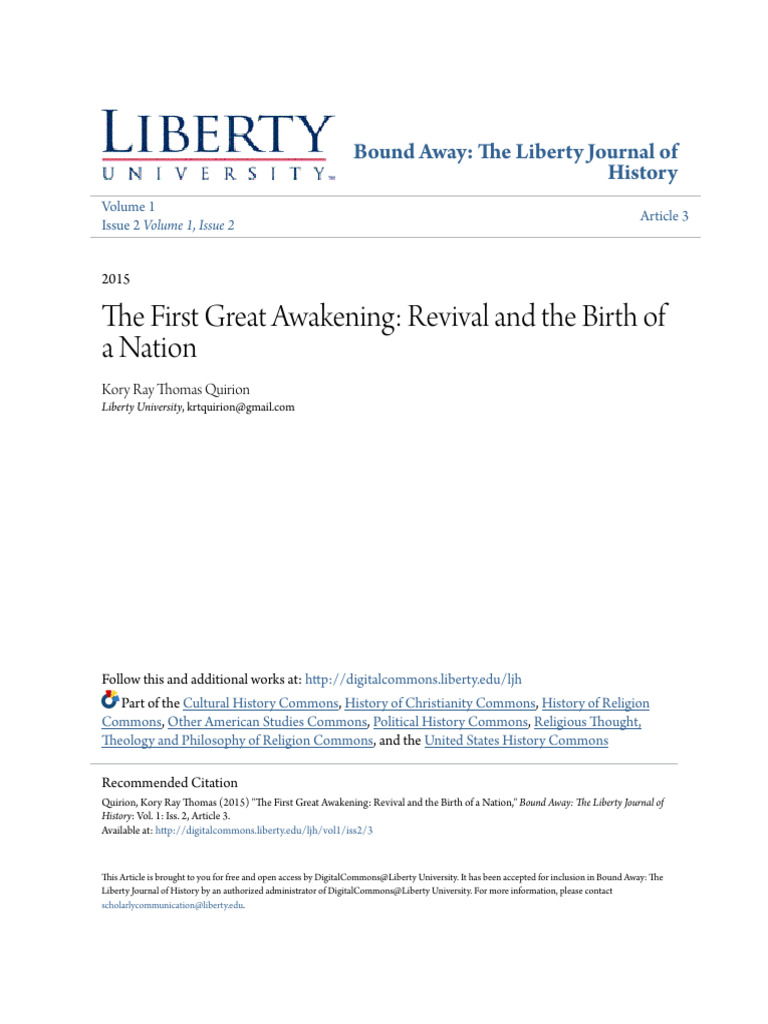 First Great Awakening's Impact on America | PDF | Calvinism | Protestantism