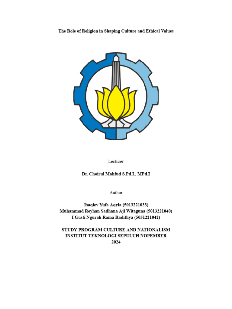 Group 2 - The Role of Religion in Shaping Culture and Ethical Values - Word | PDF | Morality ...