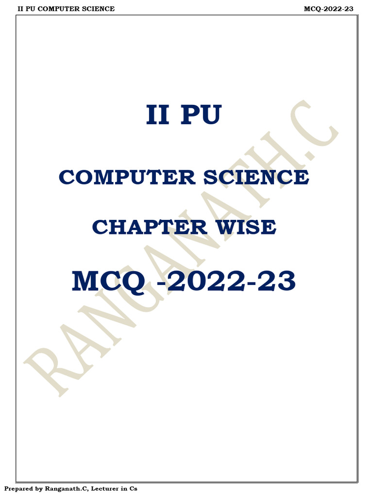 Ii Pu CS MCQ - Key Answer-2022-23 | PDF | Relational Database | Databases