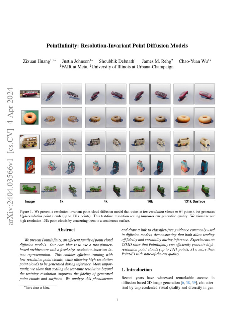 2024 - PointInfinity Resolution-Invariant Point Diffusion Models ...