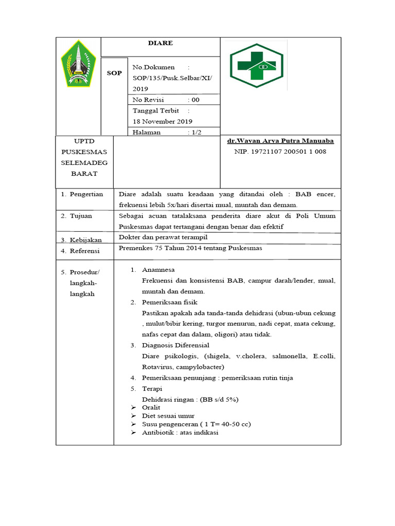 SOP DIARE Editan | PDF | Pengembangan Diri | Kesehatan Holistik
