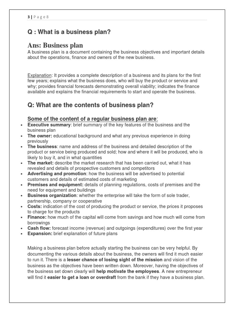 Ans: Business Plan | PDF | Business | Sole Proprietorship