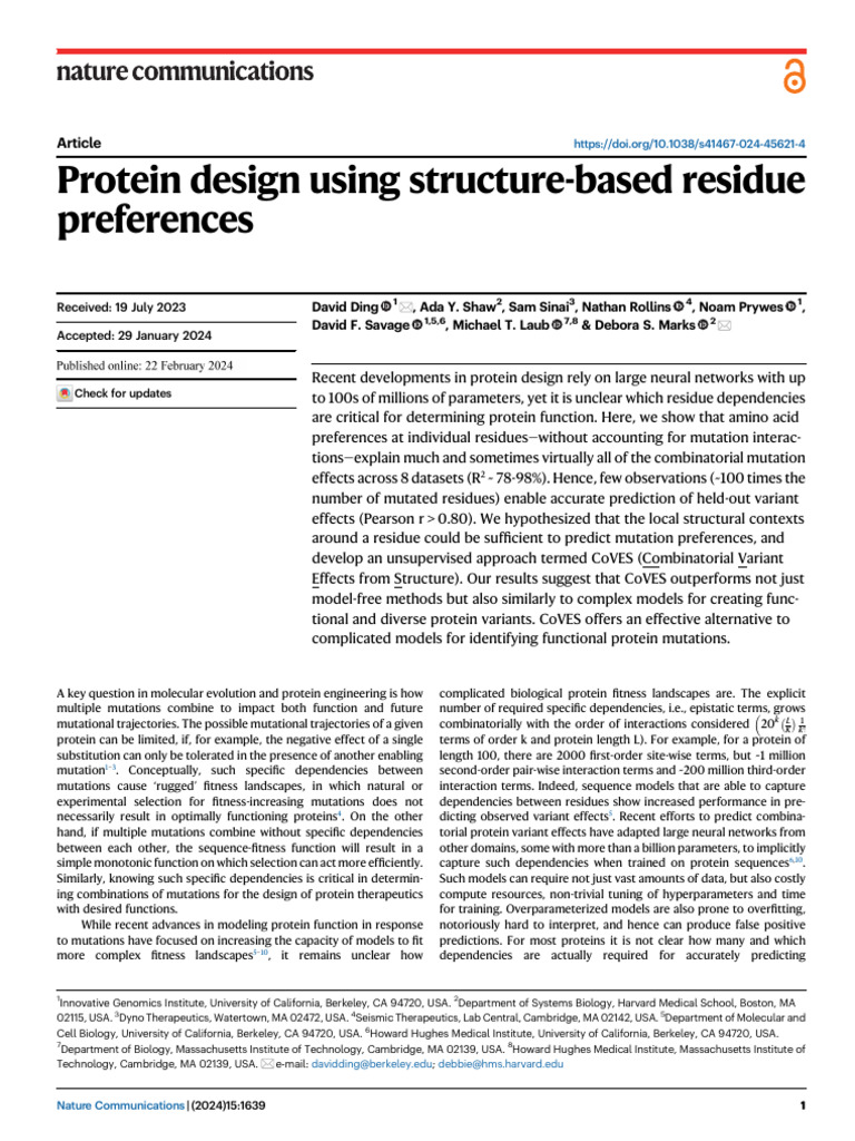 Protein Design Using Structure-Based Residue Preferences | PDF ... Protein Design Using Structure-Based Residue Preferences | PDF ...