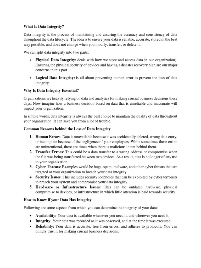 Maintaining Data Integrity | Download Free PDF | Security | Computer Security