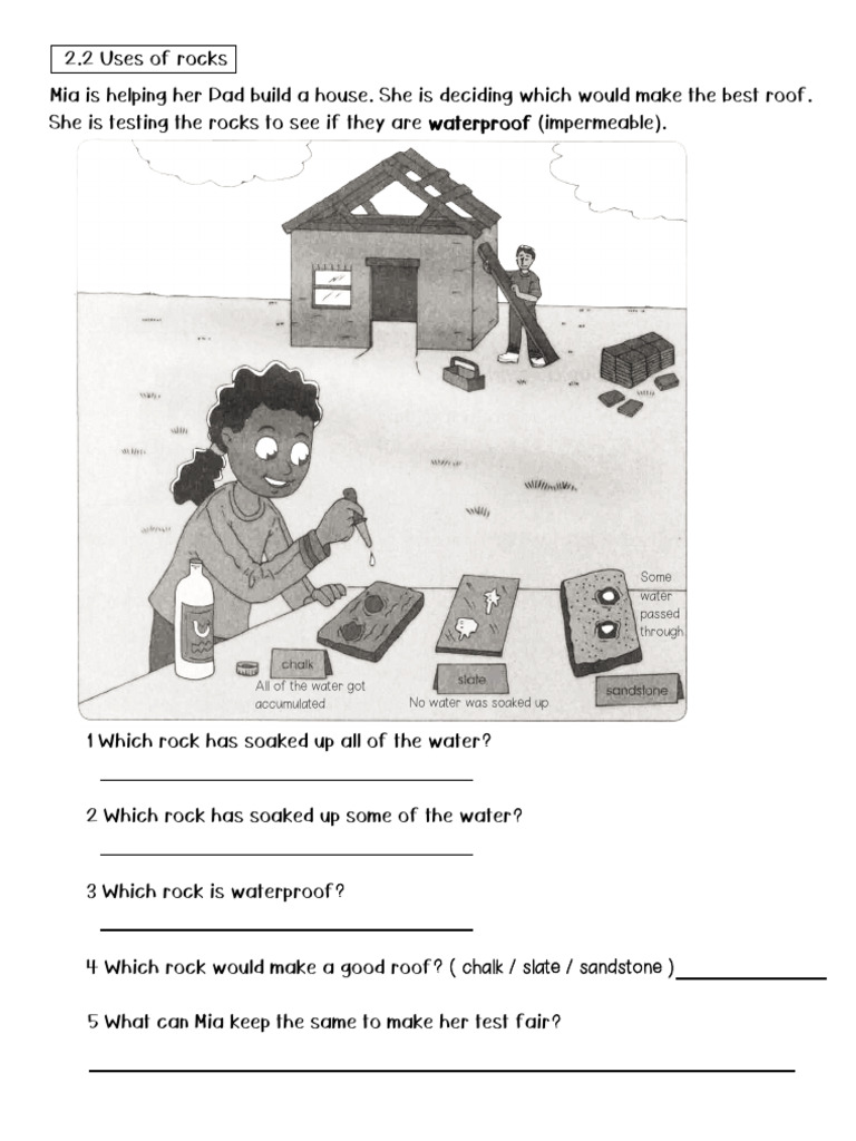 Worksheet 2.2 Uses of rocks (Waterproof) | PDF