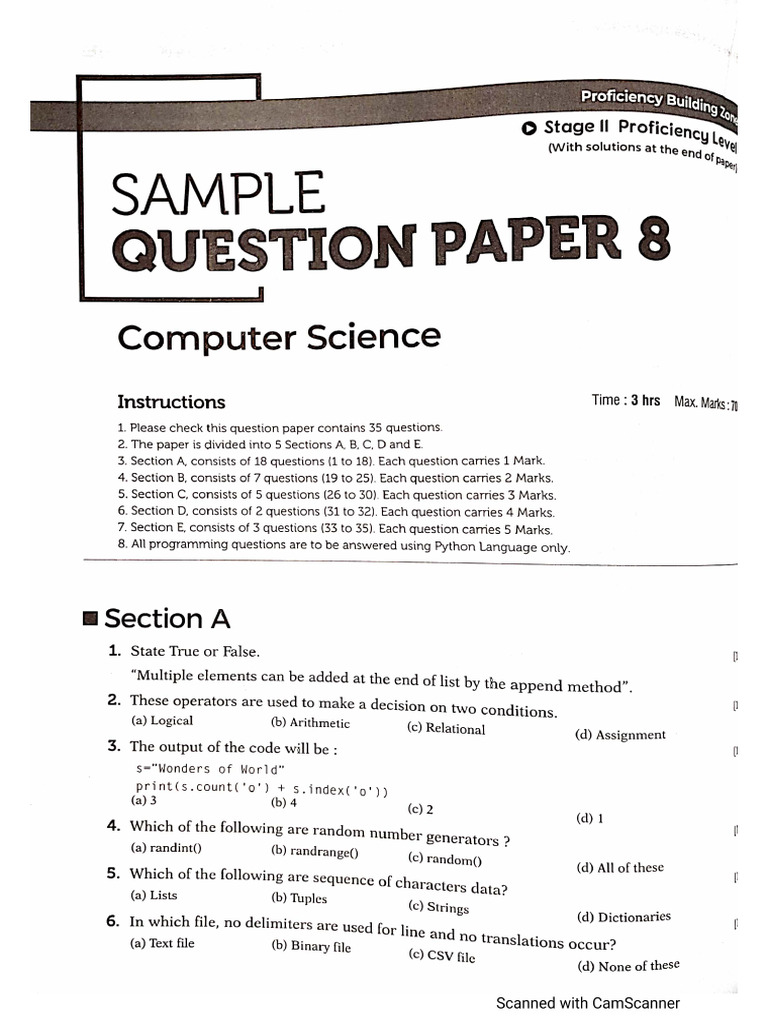 Sample Paper 5 | PDF