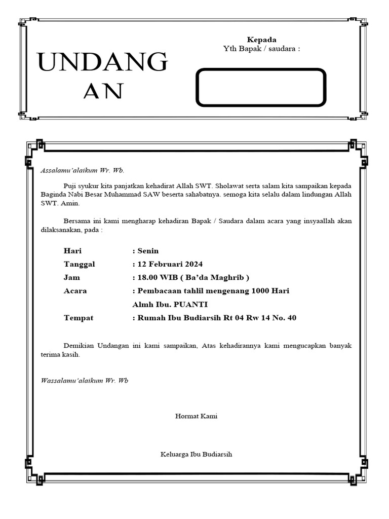 Undangan Hajat 1 | PDF | Hukum | Agama & Spiritualitas