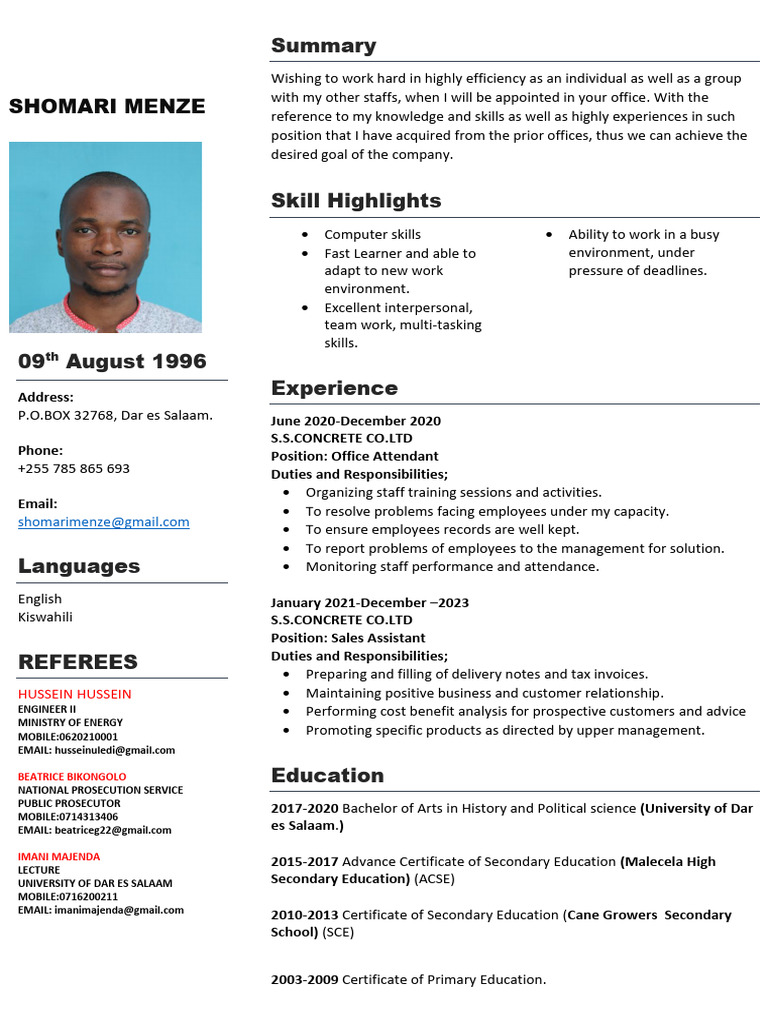 Shomari Cv Sales | PDF