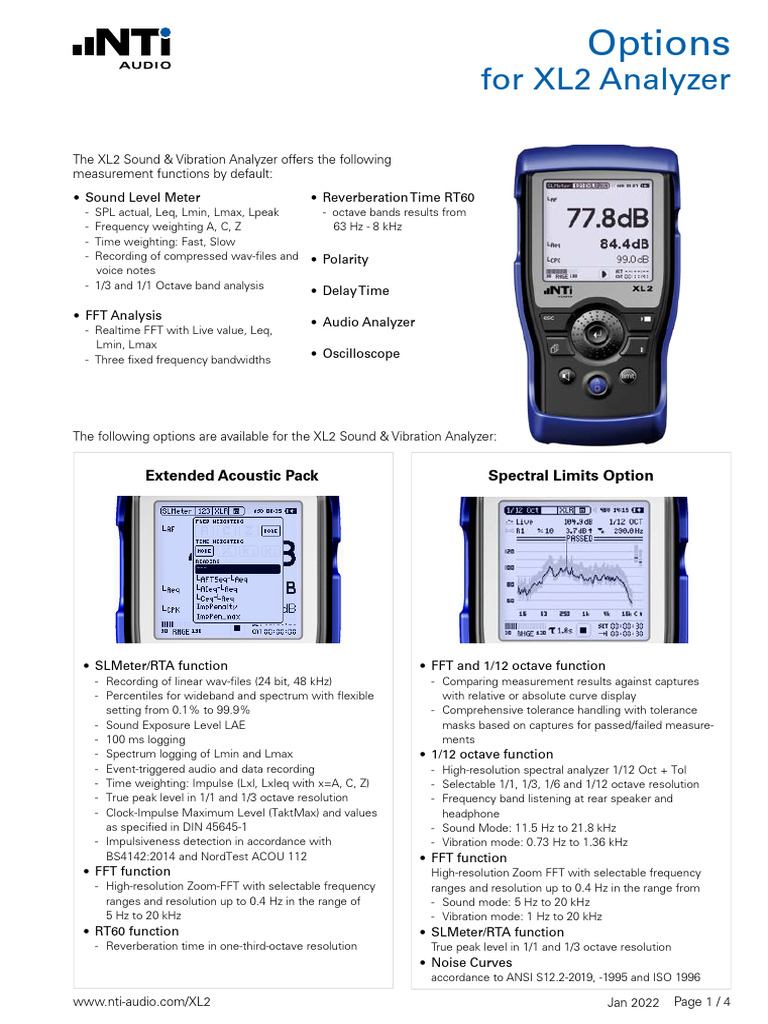 NTi-Audio-XL2-Options-Overview | PDF | Acoustics | Sound