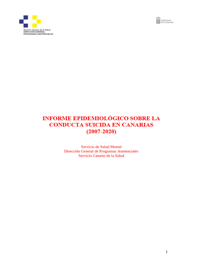 Informe sobre suicidio en Canarias 2007-2020 | PDF | Depresión (estado ...