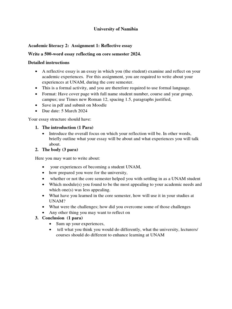 Reflective Essay Guidelines for UNAM | PDF | Essays | Experience