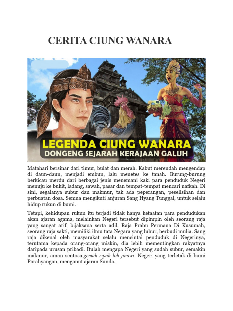 Legenda Ciung Wanara: Kisah Raja Bijaksana | PDF | Agama & Spiritualitas