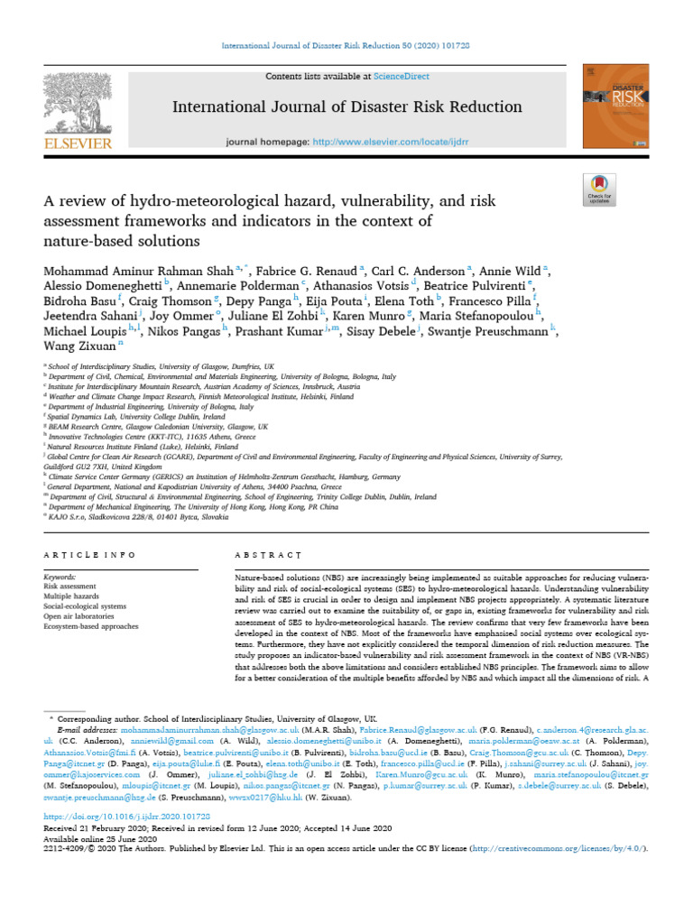 A Review of Hydro-Meteorological Hazard, Vulnerability, and Risk | PDF ...