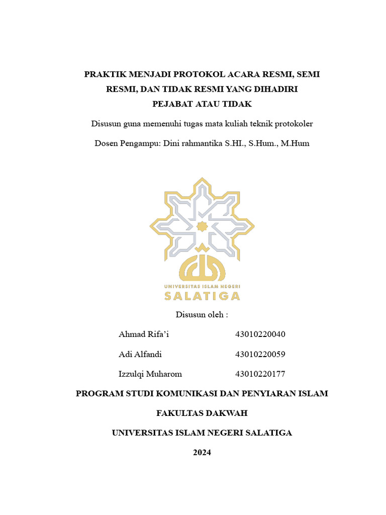 Protokol Acara Resmi dan Tidak Resmi | PDF | Karier & Perkembangan