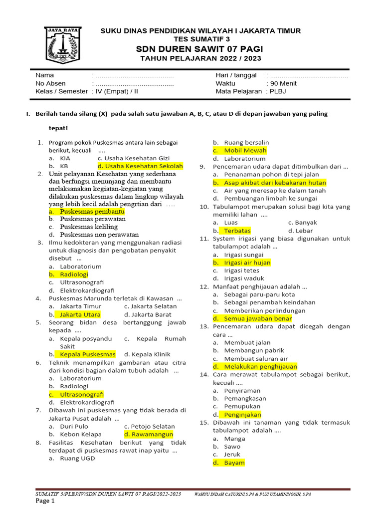 SUMATIF HARIAN 3 PLBJ Bu Puji | PDF