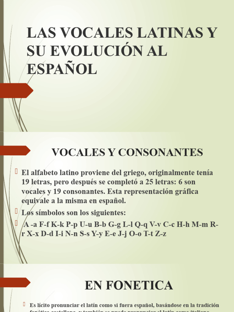 Evolución de las Vocales Latinas al Español | PDF