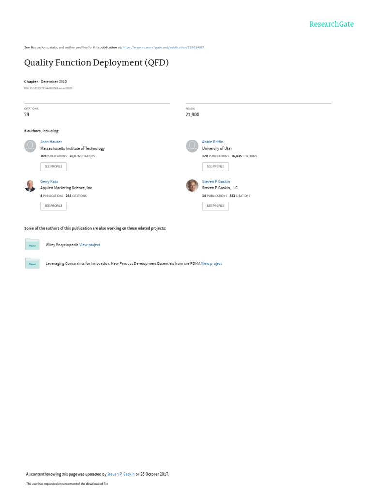 Quality Function Deployment | PDF | Business