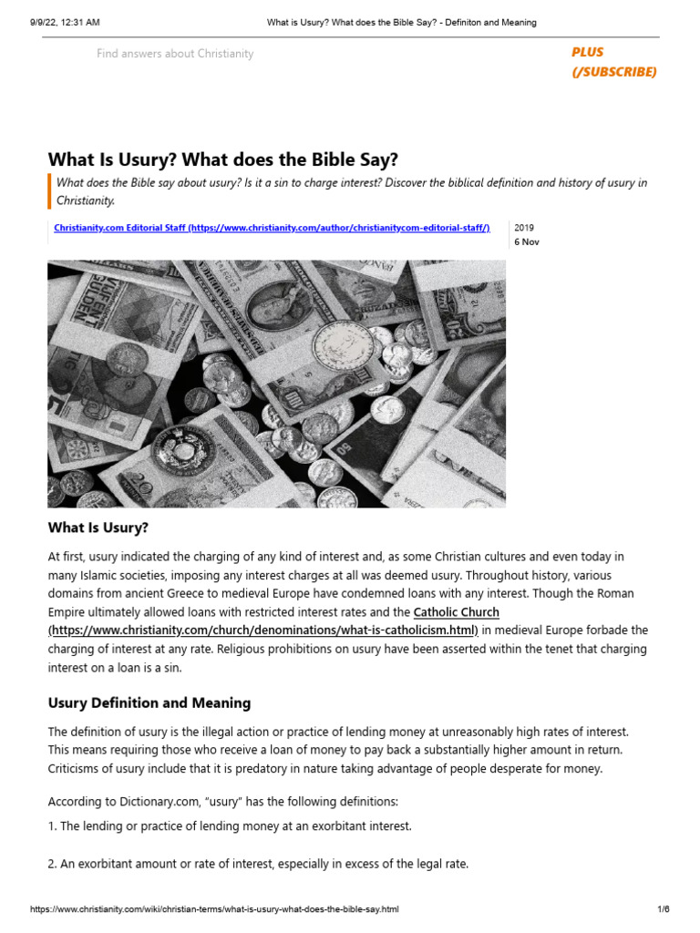 What Is Usury - What Does The Bible Say - Definiton and Meaning | PDF ...