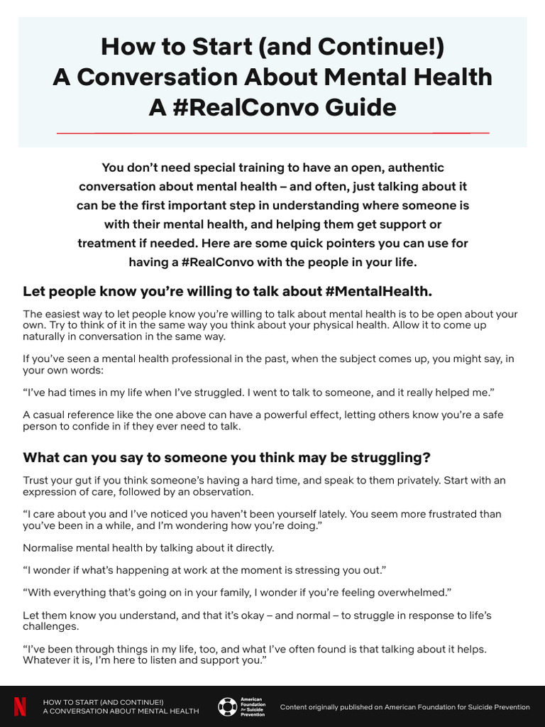 GB MentalHealth ConversationAboutMentalHealth | PDF | Conversation ...