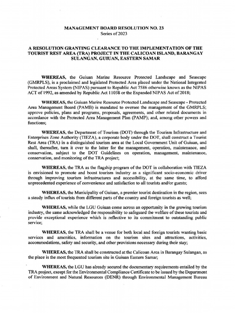 PAMBClearance:Resolution TRA | PDF