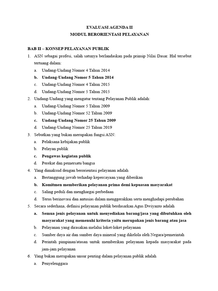 Evaluasi Agenda Ii - Modul Berorientasi Pelayanan | PDF