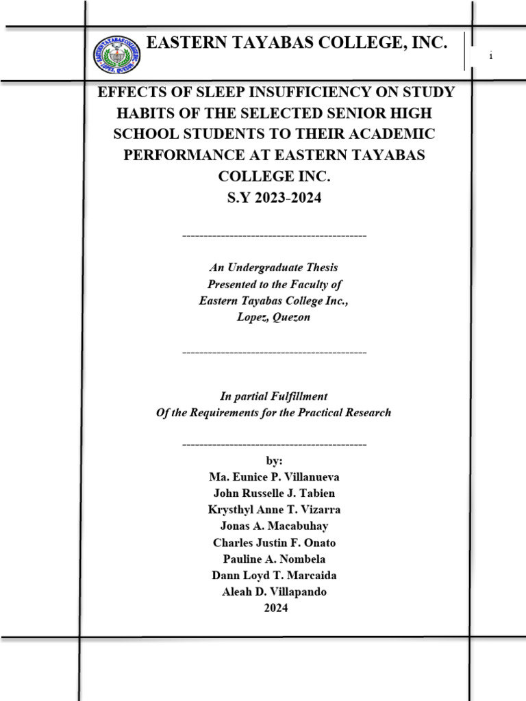 Thesis Practical Research Emerald 003 | PDF | Insomnia | Sleep Deprivation