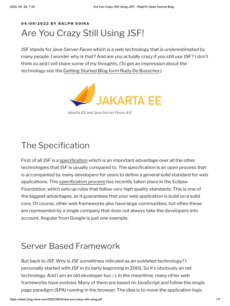 Are You Crazy Still Using JSF! - Ralph's Open Source Blog | PDF ...