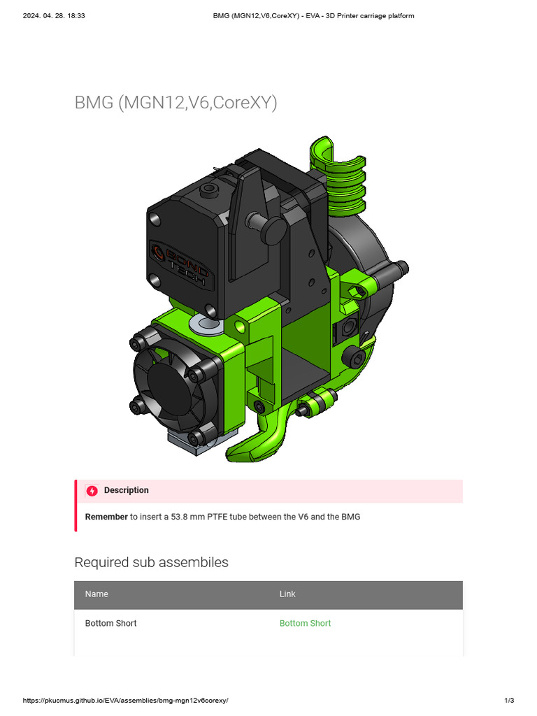 BMG (MGN12, V6, CoreXY) - EVA - 3D Printer Carriage Platform | PDF | Computers