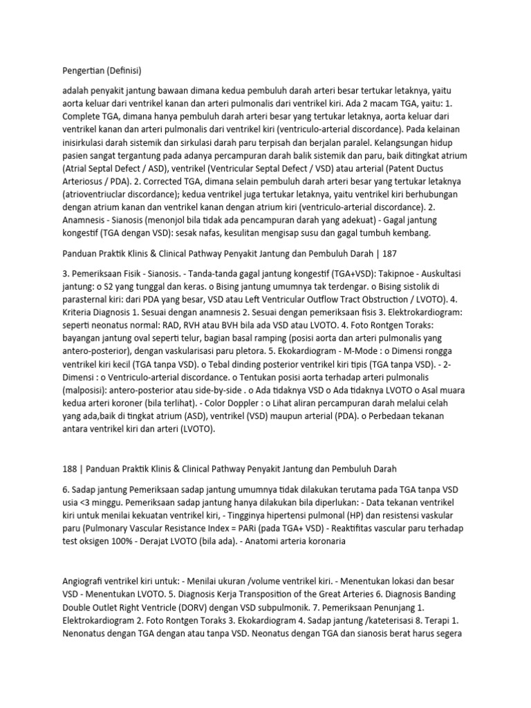 Tranposition of The Great Arteries (Tga) | PDF | Pengembangan Diri | Kesehatan Holistik