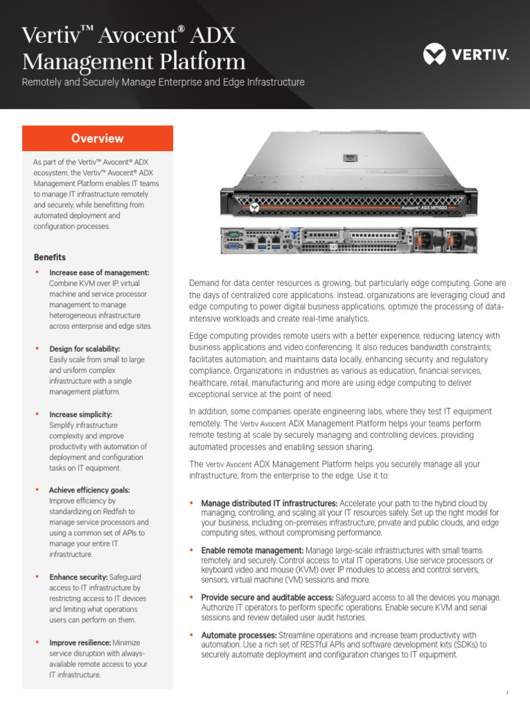 Vertiv Avocent ADX Management Platform: Remotely and Securely Manage Enterprise and Edge ...