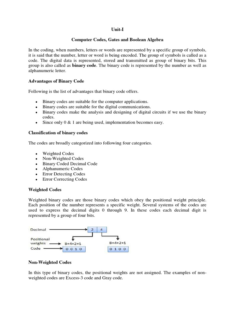 Digital Electronic Unit-1 | PDF | Error Detection And Correction | Binary Coded Decimal