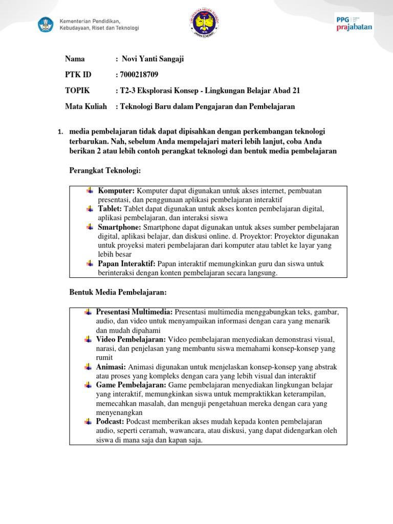 T2-3 Eksplorasi Konsep - Lingkungan Belajar Abad 21 | PDF
