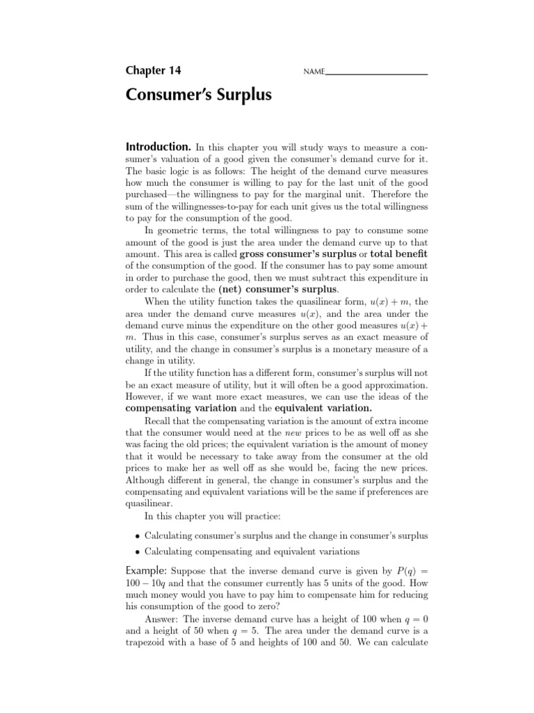 Consumer's Surplus: Example | Download Free PDF | Economic Surplus | Demand
