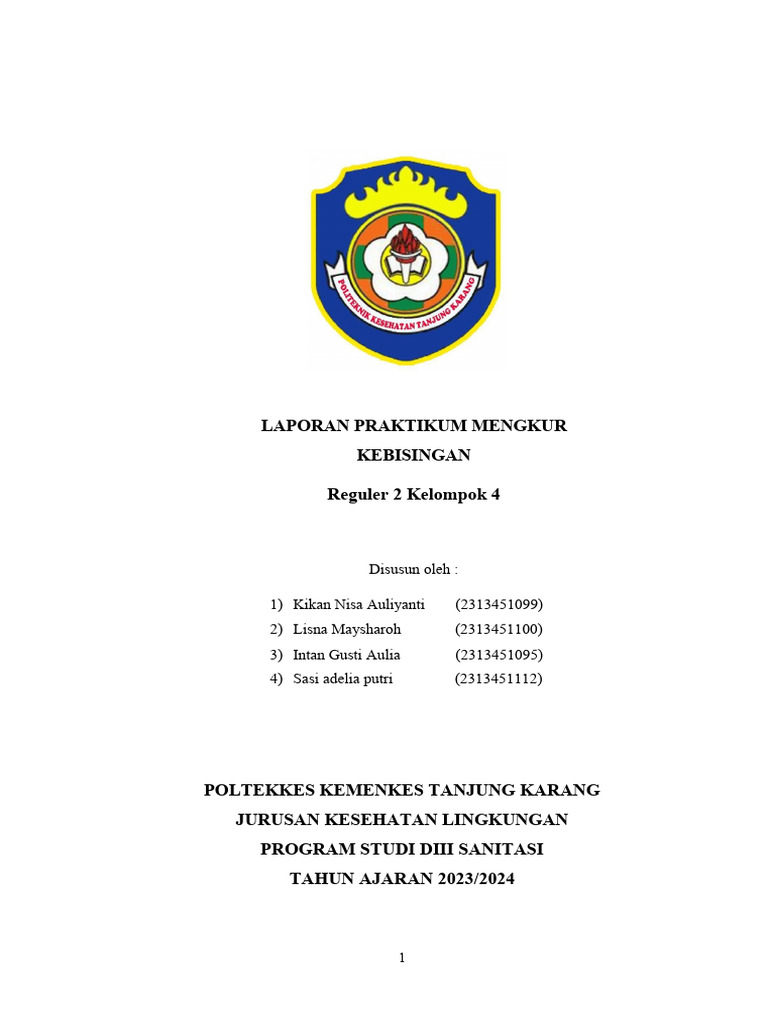LaporanPratikumKebisingan Reg2 Kel4 | PDF