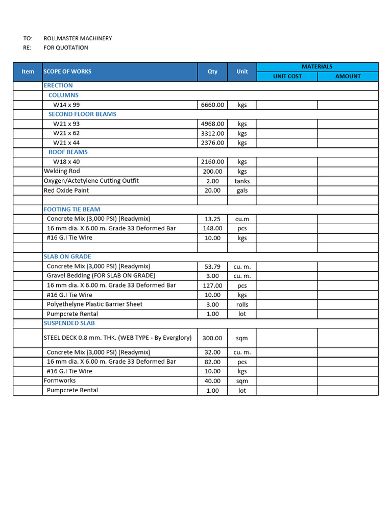rollmaster for quotation | PDF | Concrete | Building Technology