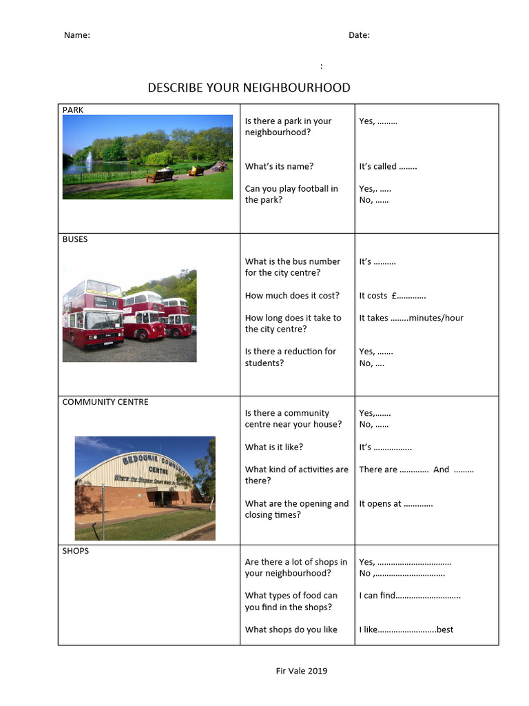 Describe Your Neighbourhood Worksheet Templates Layouts - 135852 | PDF ... Describe Your Neighbourhood Worksheet Templates Layouts - 135852 | PDF ...