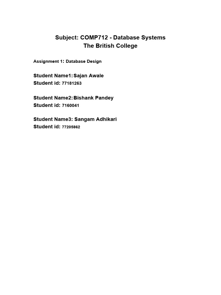 1stpart Database Assignment Pdf Sales Databases
