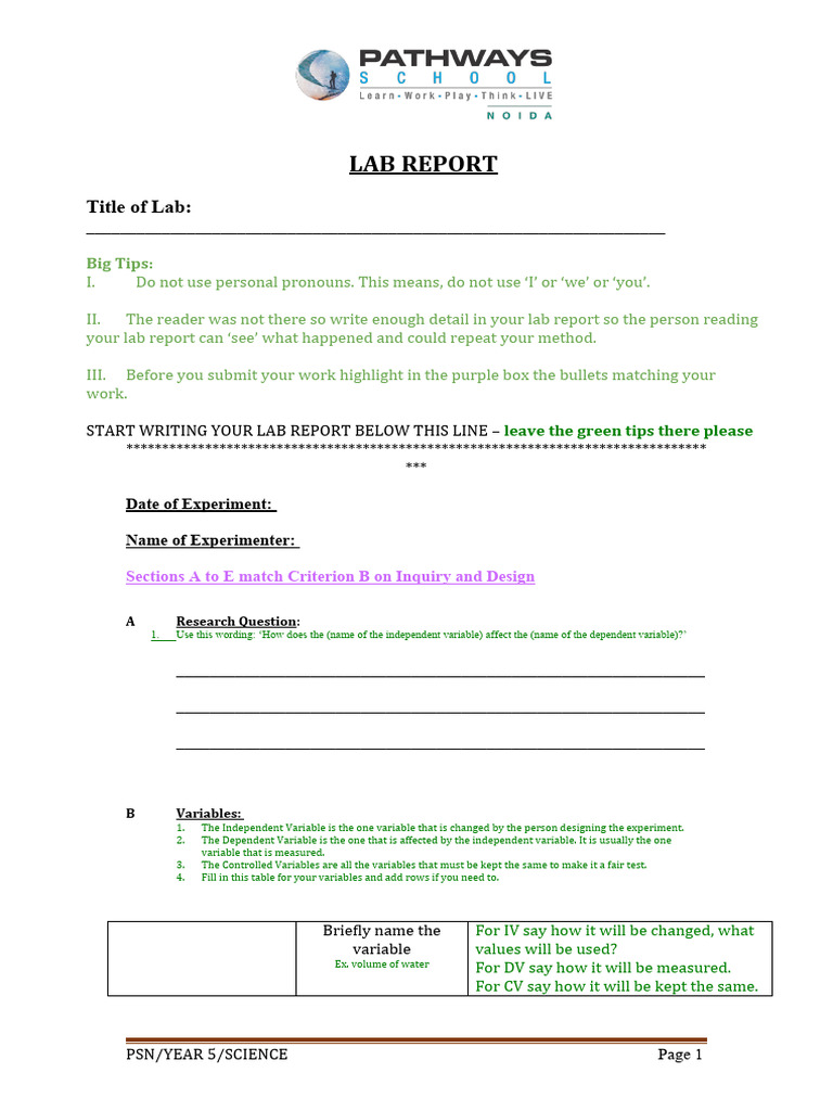 Lab Report Writing Guidelines | PDF | Data | Observation