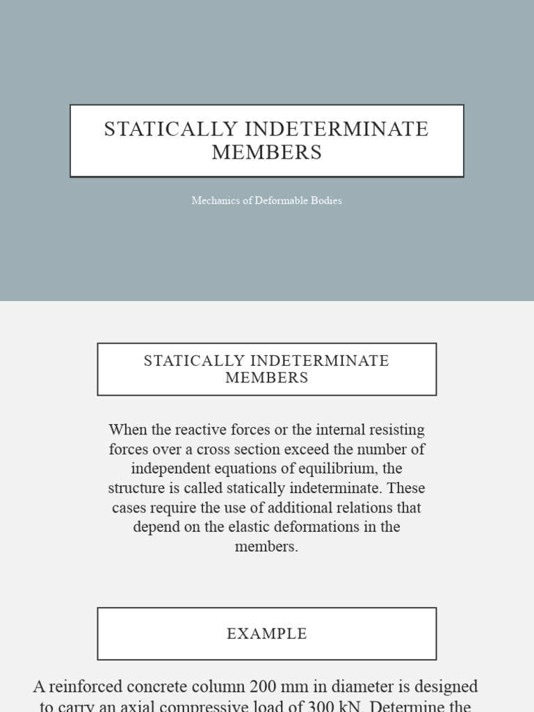 Statically Indeterminate Members | PDF | Stress (Mechanics) | Building Engineering