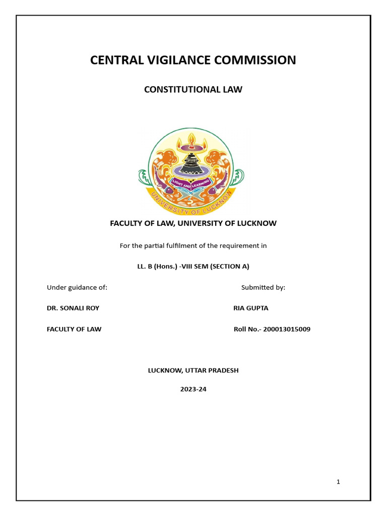 Central Vigilance Commission Overview | PDF | Government | Justice