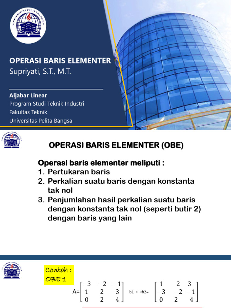 Matriks Epsilon Baris dalam OBE | PDF