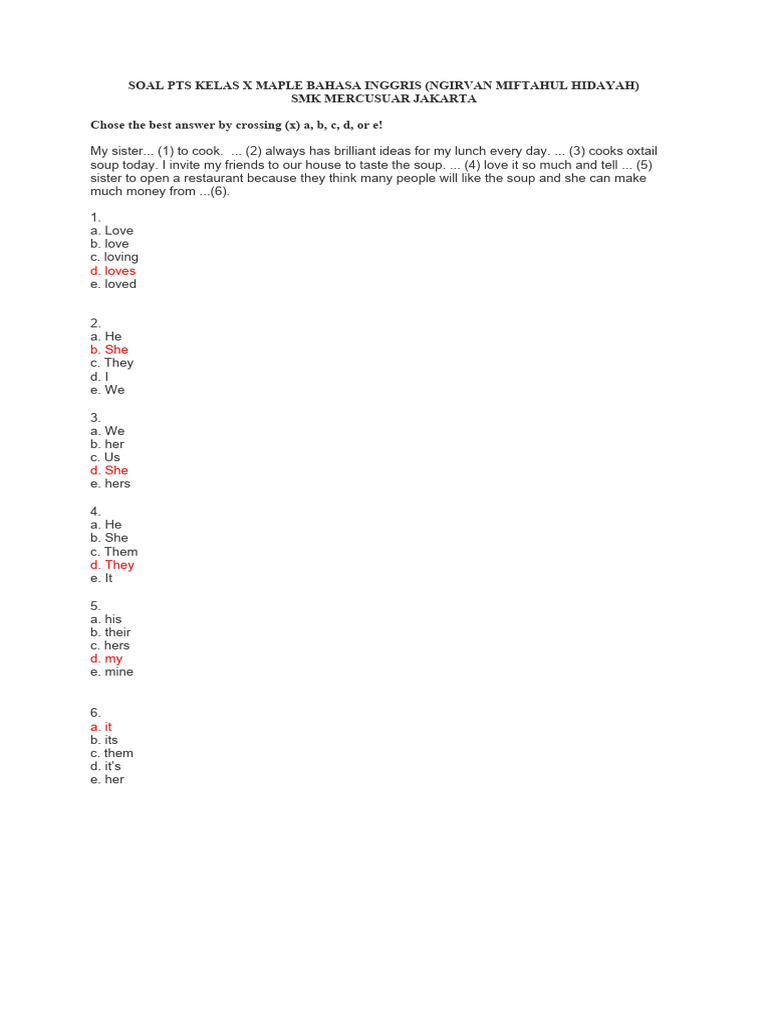 Mr. Ip PTS B. Inggris Kelas X | PDF