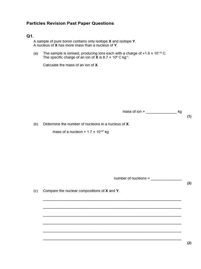 Particles Revision Questions | PDF | Neutron | Neutrino