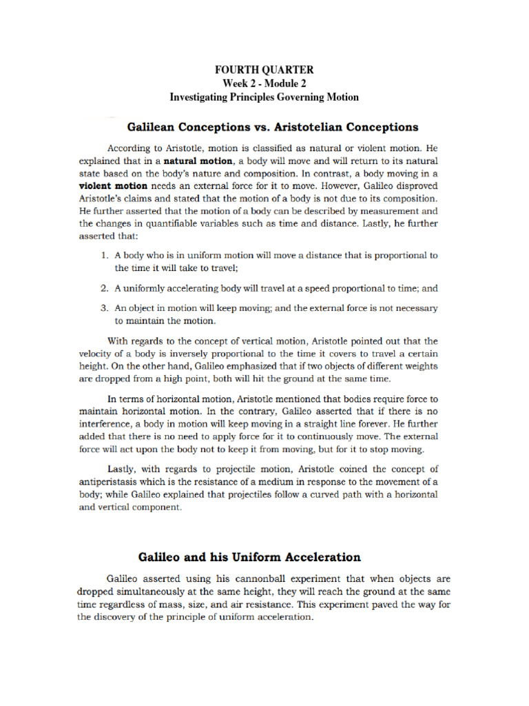 Fourth Quarter Week 2 - Module 2 Investigating Principles Governing ...
